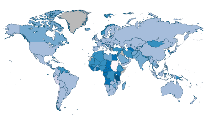 Tariff rate, applied, weighted mean, primary products (%) by Country
