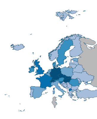 Medium and high-tech exports (% manufactured exports) - Europe