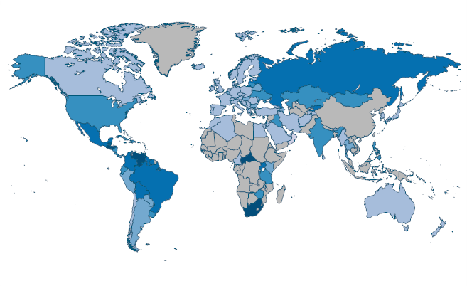 Intentional homicides, female (per 100,000 female) by Country