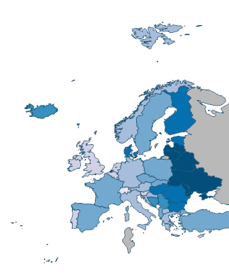 Arable land (hectares per person) - Europe