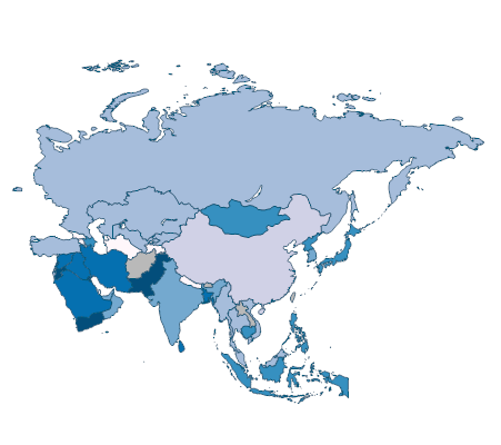 Electricity production from oil sources (% of total) - Asia