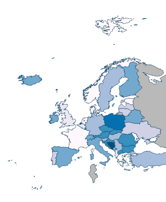 Time required to start a business (days) - Europe