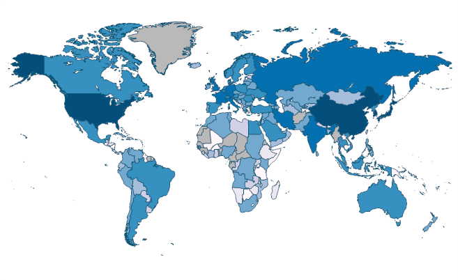 Patent applications, residents by Country