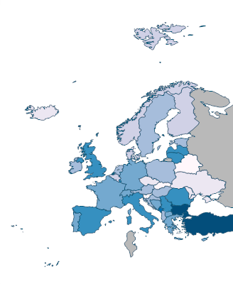GINI index (World Bank estimate) - Europe