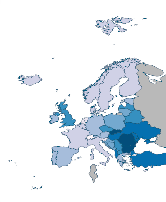 Adolescent fertility rate (births per 1,000 women ages 15-19) - Europe